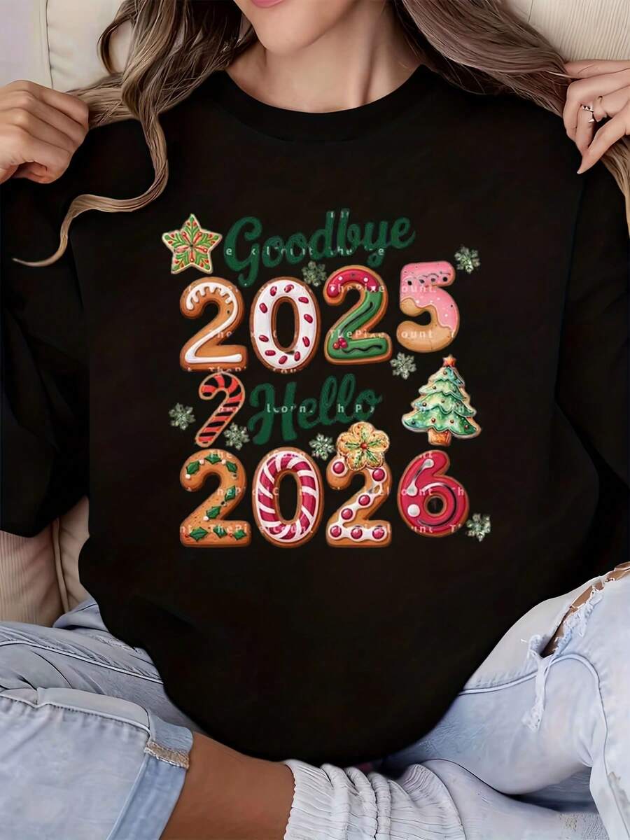 Christmas Sweahirt Goodbye 2025 O 2026 Gingerbread Numbers Christmas ...