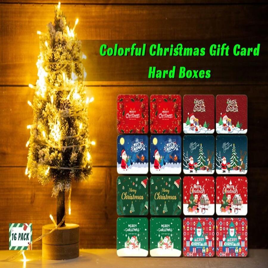 Christmas Card Tin Holder 16 Count Boxes Holders With For Christmas ...