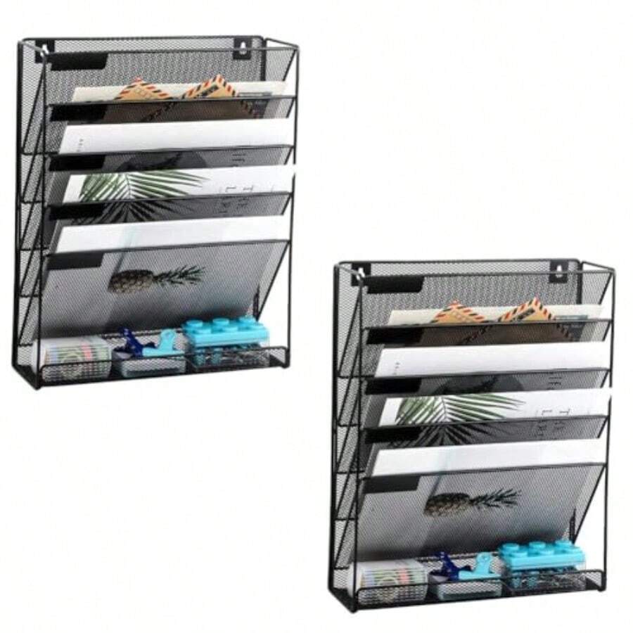 HPAMR Hanging File Folder Organizer 2Pack Desk File Organizer Mesh ...