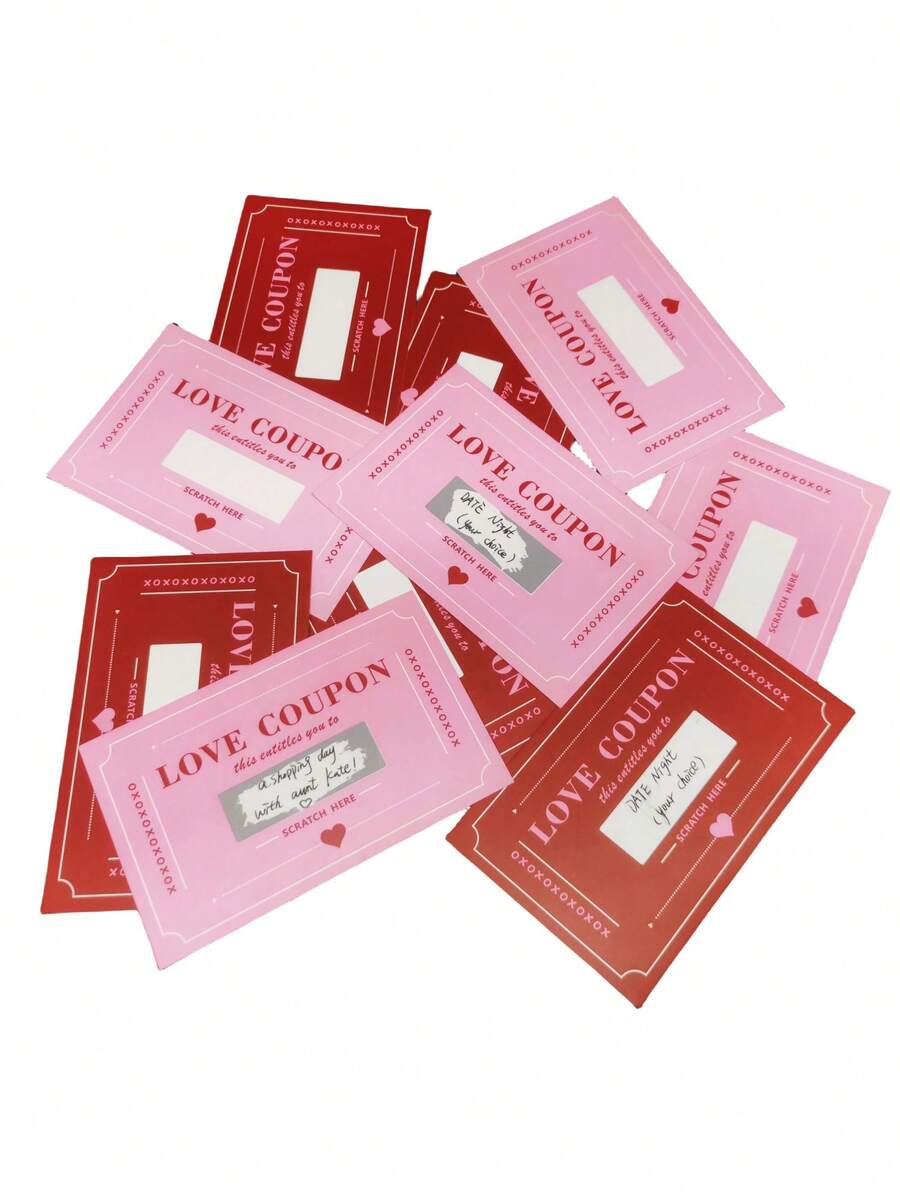 60pcs Scratchable Heart Vouchers, DIY Valentine's Day Scratch Cards ...