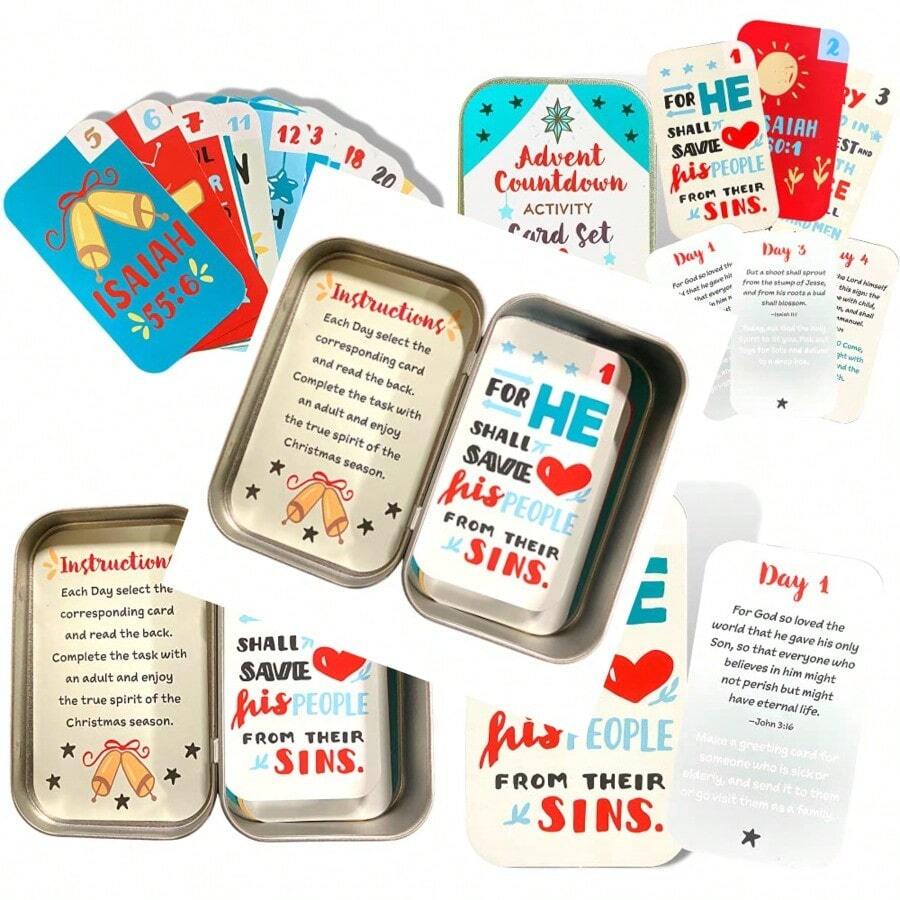 Needzo Religious Advent Calendar 2025 Activity Card Set 25 Daily Bible ...