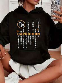 Capricorn Zodiac Sign Personality Traits Word Art Hoodie Astrology ...