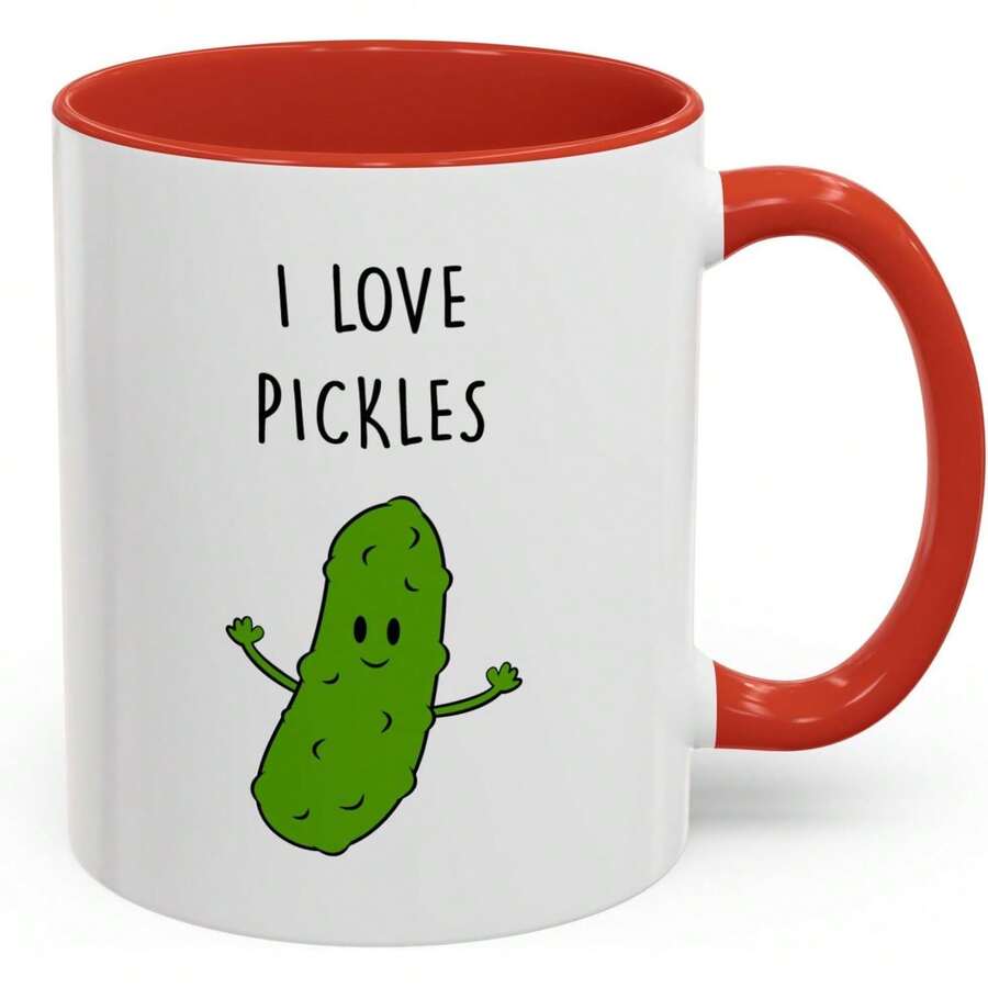 Cute Pickle Lovers Coffee Mug - I Love Pickles, Black Accent Mug, Funny ...