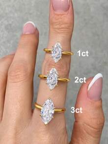 1-2-3 Karat glänzender ovaler Verlobungsring/Ehering, 925 Sterling ...