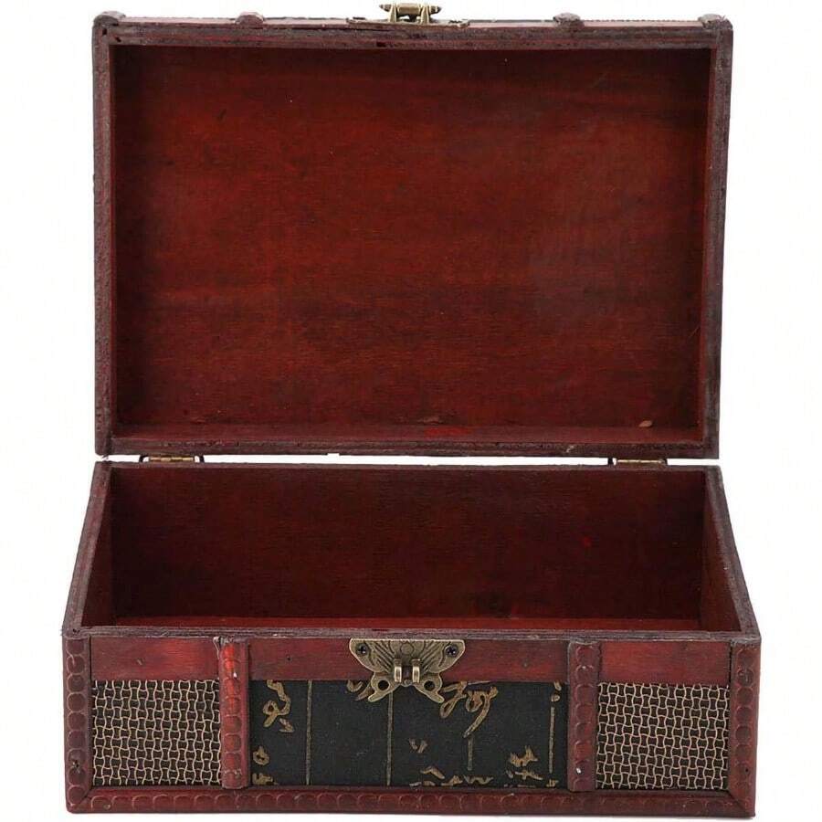 Vintage Wooden Storage Box Small Size Jewelry Organizer Book Retro ...
