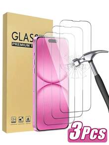 3pcs Tempered Glass Screen Protector For IPhone 17/17 Pro/17 Pro Max/17 ...