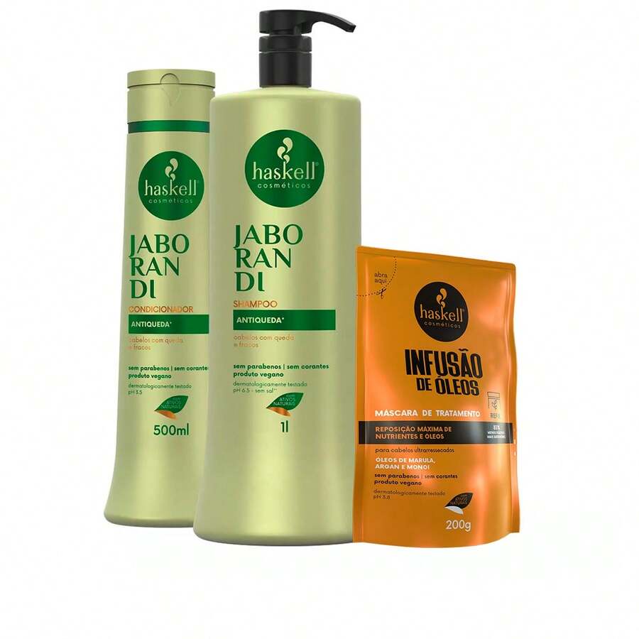 Haskell Jaborandi Anti-Hair Loss Kit: 1L Shampoo + 500ml Conditioner (+Free 200g Refill) | SHEIN ...