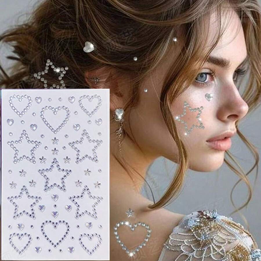 1/2PCS Colorful Pentagram Heart-Shaped Jewel Stickers In Various Shapes ...