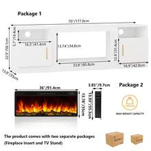 70" Fireplace TV Stand With Two Hinged Doors For TVs UP To 80", Modern ...