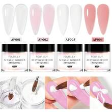 FOUR LILY 4Pcs/Set 10g Romantic Pinkish Acrylic Powder Nail Decoration ...