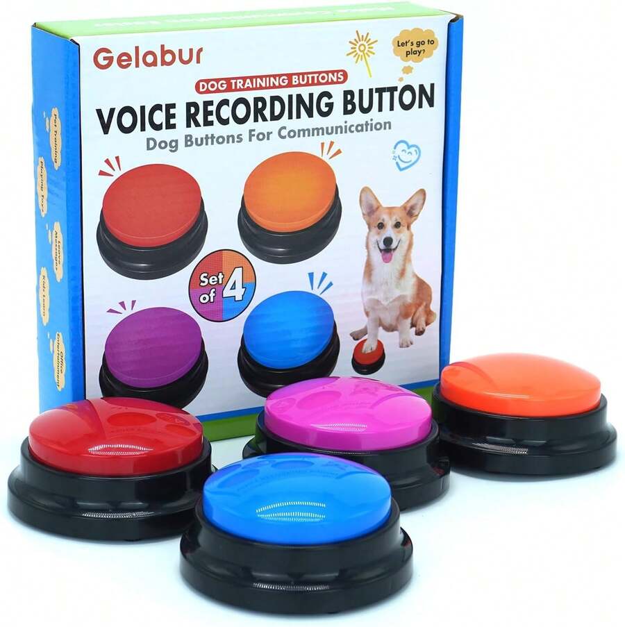Gelabur Set Of 4 Dog Buttons For Communication, Voice Recordable ...