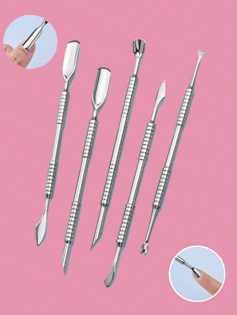 1pc Premium Stainless Steel Russian Double-Headed Cuticle Pusher & Nail ...