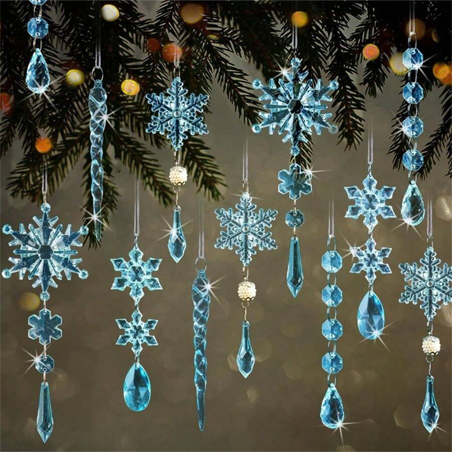 18-Piece Christmas Ornament Set, Christmas Tree Decorations, Crystal ...