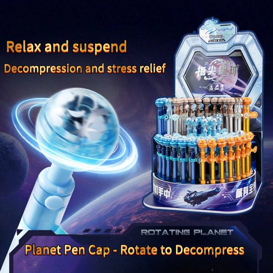 2/4pcs Rotating Planet Pen, Floating Push-Button Ballpoint Pen, 0.5mm ...