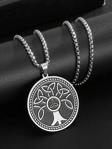 1pc Punk Stainless Steel Trinity Celtic Knot Tree Of Life World Tree ...