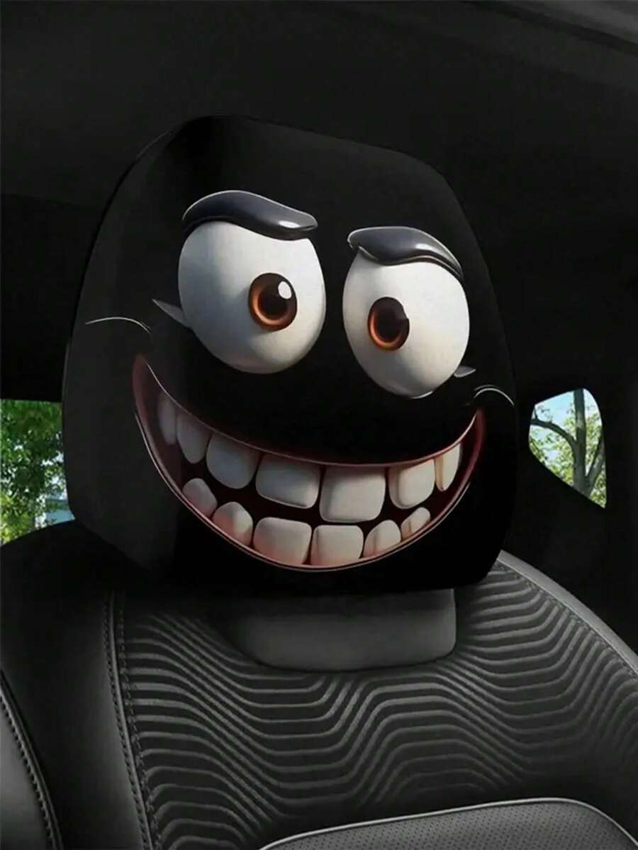 1/4 Pcs Set Funny Big Eye Cartoon Print Car Headrest Cover, Suitable ...