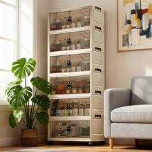 6-Tier Stackable Storage Bins With Wheels, Foldable See-Through Boxes ...
