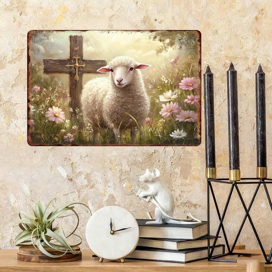 1PC 2D Flat Rustic Metal Sign Lamb Style Slogan Sign With Charming ...