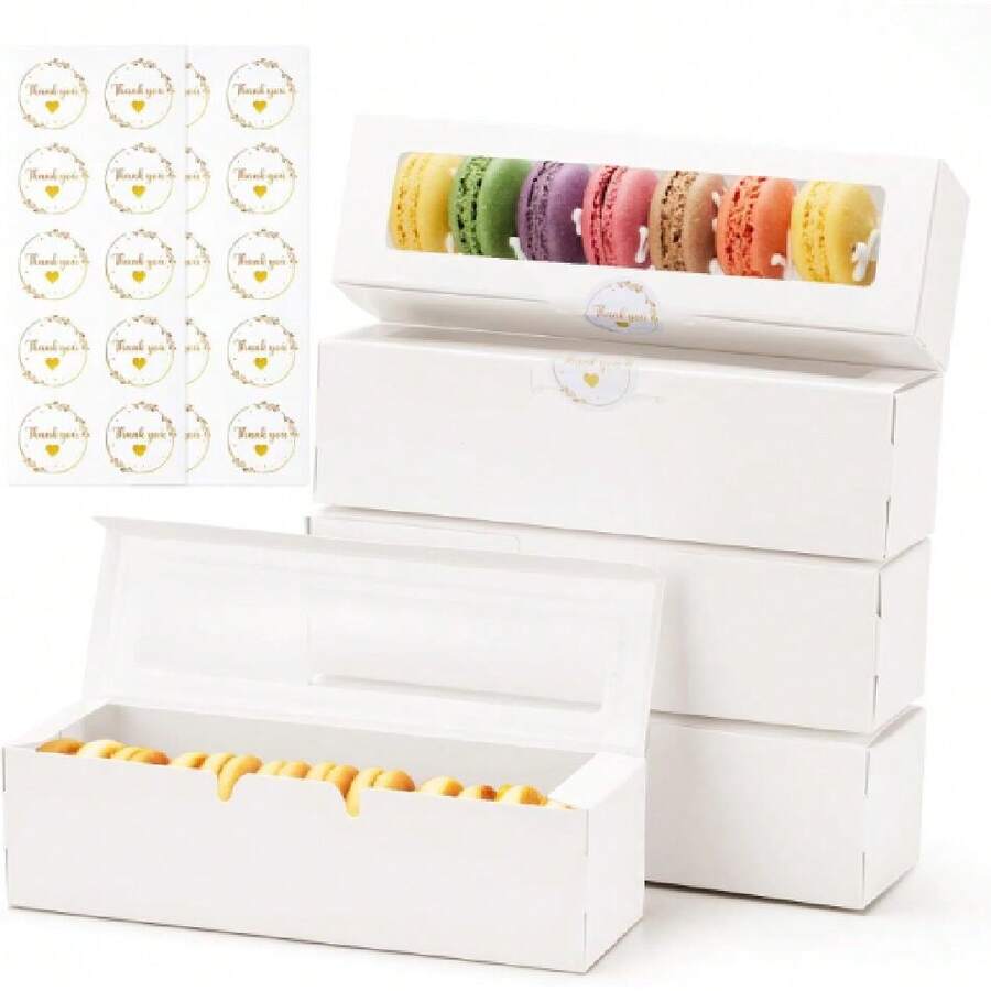 20 Pack Macaron Boxes With Window - 7.3x2x2 In Macaron Packaging ...