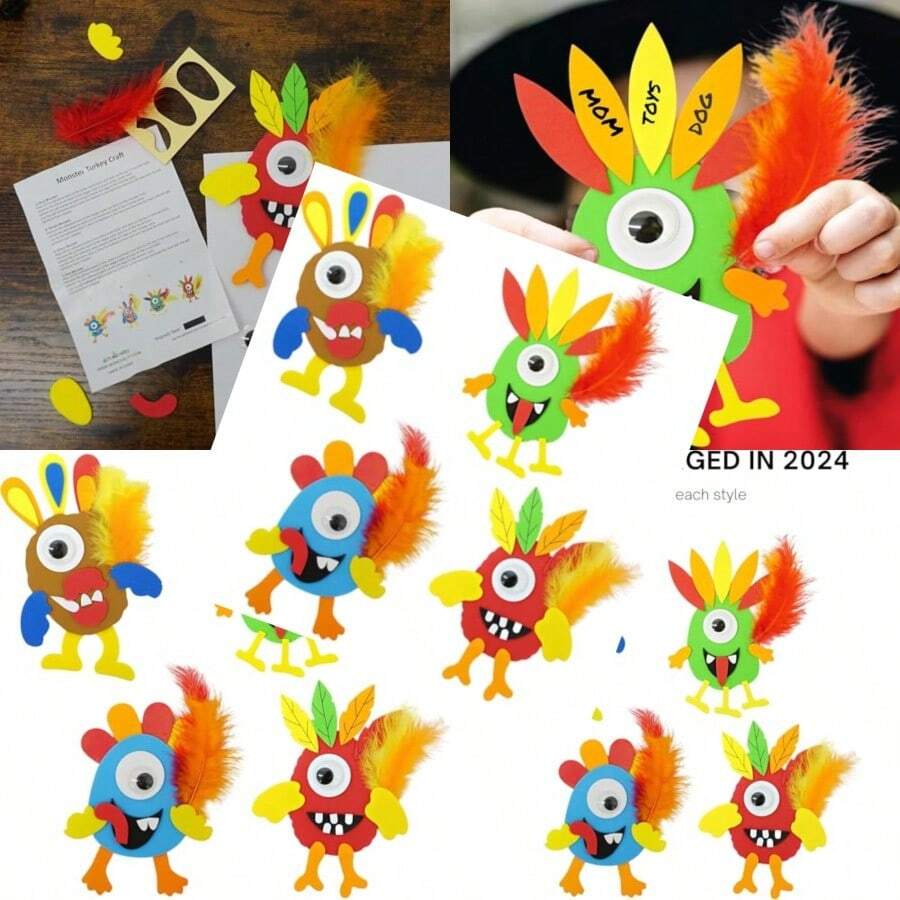 Monster Turkey Crafts For Makes 4 Foam Magnet Craft Kit Thanksgiving ...