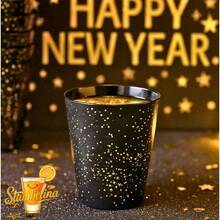 D100 BLACK And GOLD SPARKLE SHOT GLASSES 1oz Disposable Drink Party ...