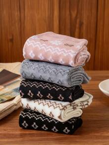 3/5/10 Pairs Of Women's Random Snowflake Diamond Wavy Line Fashionable ...