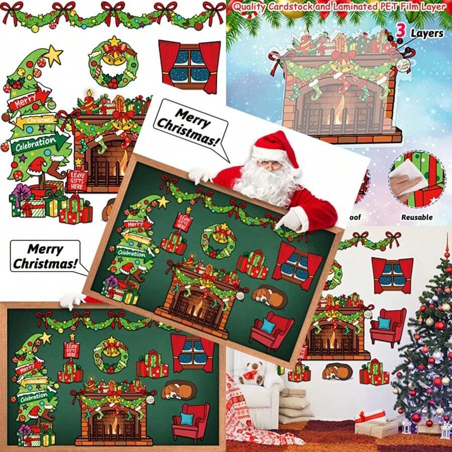 Christmas Bulletin Board Decorations Christmas Tree Fireplace Bulletin ...