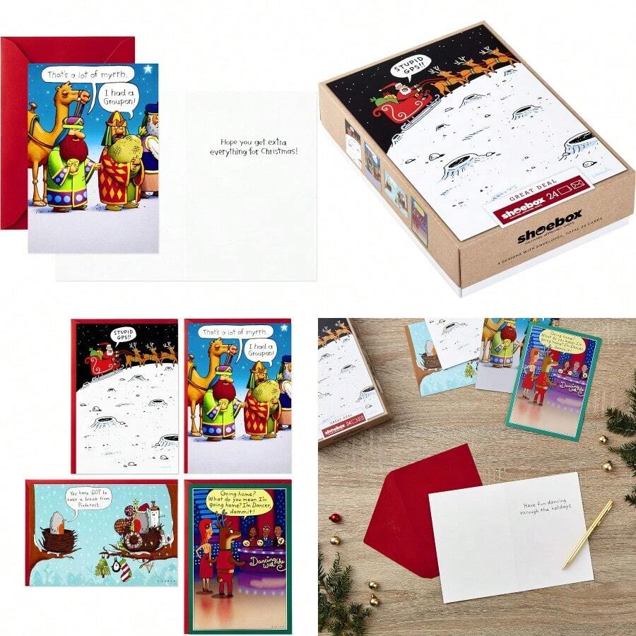 Hallmark Shoebox Funny Christmas Boxed Cards Assortment Cartoons 4 ...