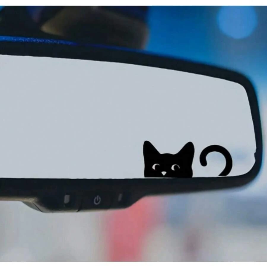 Cat Peeker Decal, Car Decal, Black Cat Peeker Sticker, Blank Button ...