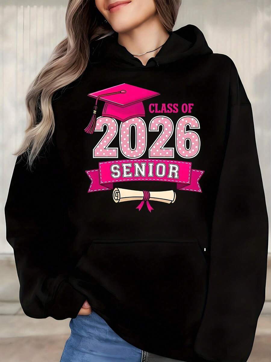 Hoodie Class Of 2026 Senior Graduation Cap And Diploma Design For ...
