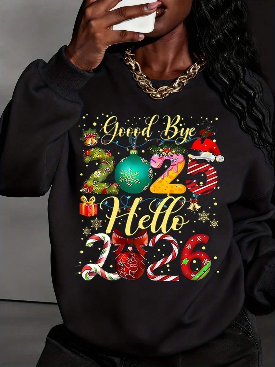 Good Bye 2025 Hello 2026 Christmas Holiday Sweater Women Festive New ...
