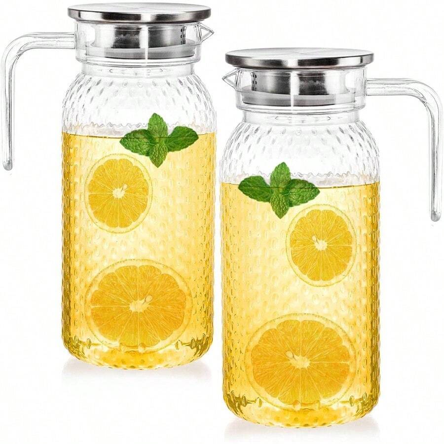 2 Pack 34 Oz Acrylic Pitcher With Lid And Spout, Small Pitcher Fridge ...