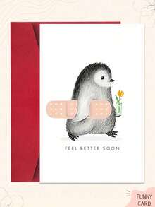 1PC Cute Penguin Encouragement Greeting Card With Envelope: The "Get ...