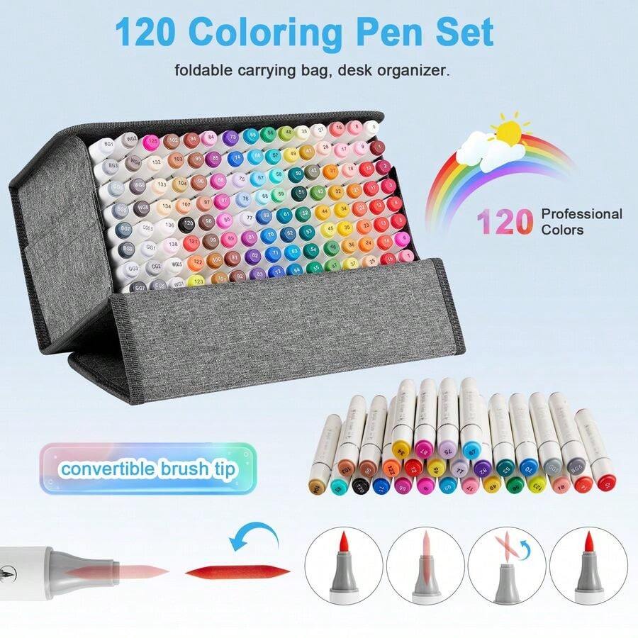 Art Markers 119 Colors And Colorless Blender Alcohol Brush Double Tips ...