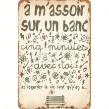 2D Flat, French Love Quote Wall Decor Sign "Aimer En M Sur Un Banc C ...