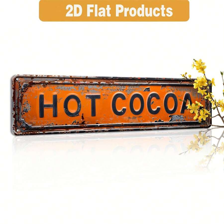 2D Flat, 1 Piece, 2D Flat, Hot Cocoa Sign (16''x4''), Easter Gift ...