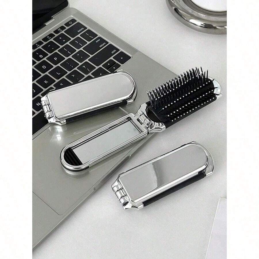 X Milania 1pc Foldable Comb - Cream Color, Portable With Built-In ...