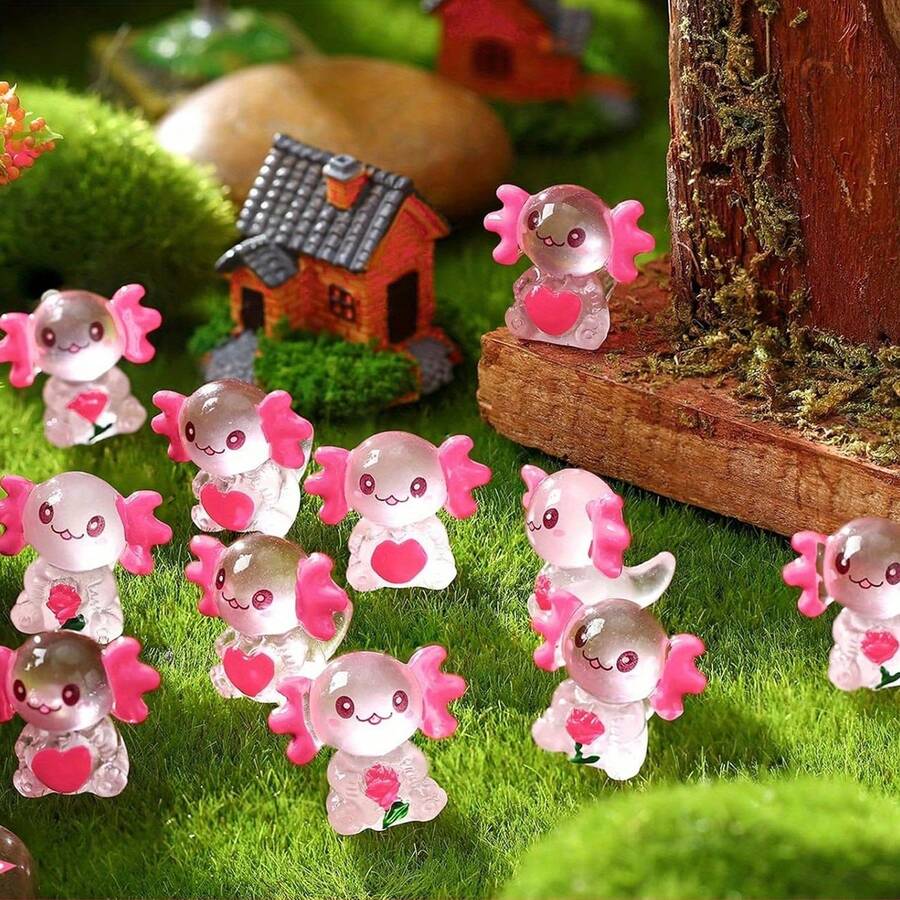8pcs Luminous Mini Resin Axolotl, Tiny Axolotl Glow In The Dark Small ...