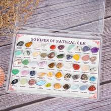 50pcs Natural Stone Mineral Specimen Box, Including Tiger Eye, Amethyst ...