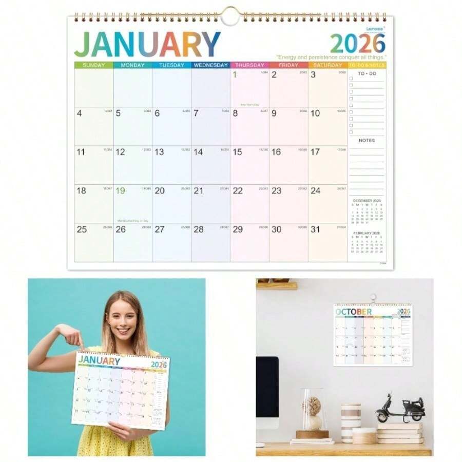 Wall Calendar 2026 - Monthly Calendar January 2026 - December 2026, 14 ...
