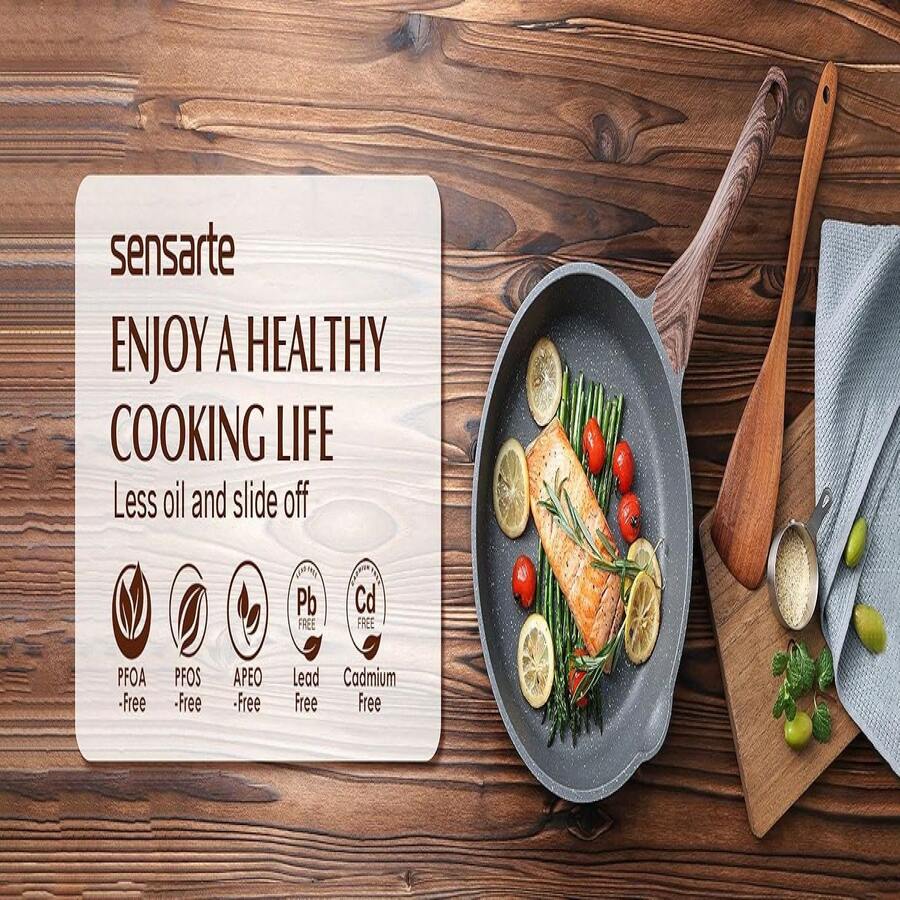 Nonstick Skillet, Deep Frying Pan 10/11/12-Inch, Saute Pan With Lid ...