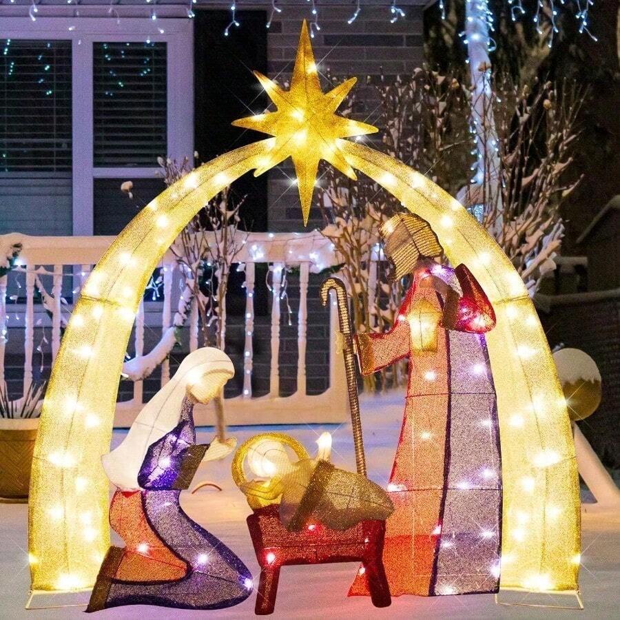 52 Nativity Scene Outdoor Christmas Decoration Lighted Up Christmas ...