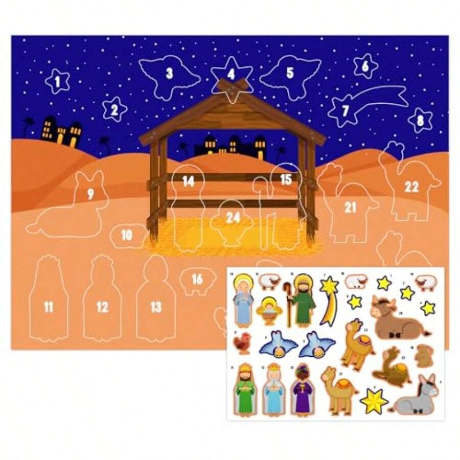 Nativity Advent Calendar 2025 - Religious Advent Calendar Stickers ...