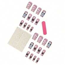 24 Cute Cartoon Dog Heart-Shaped And Square Nail Stickers With Jelly ...