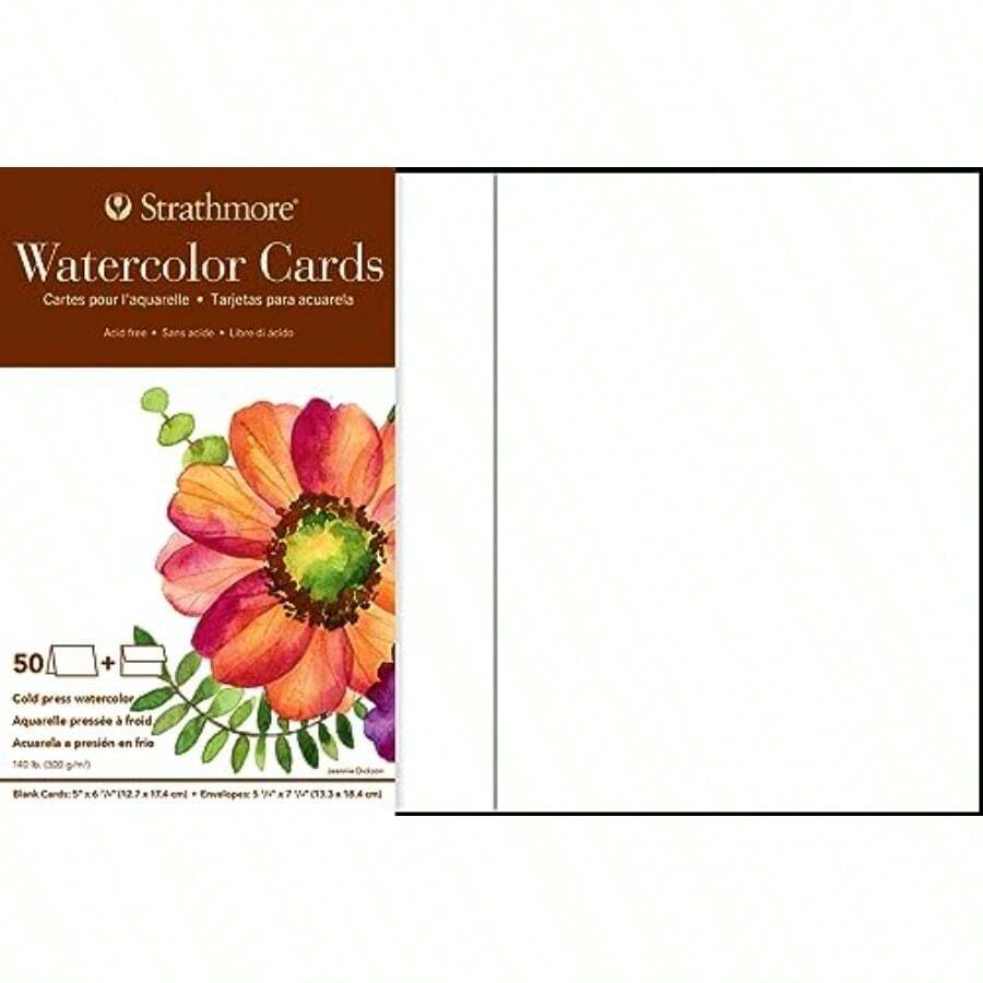 Strathmore Watercolor Cards 5x6.875 Inches 50 Pack Envelopes Included ...