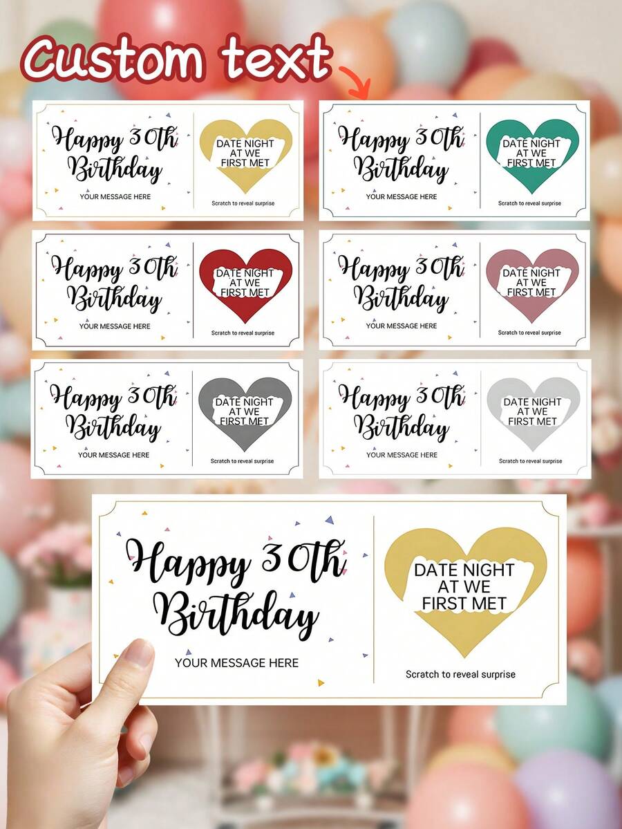 1pc Customized Special Birthday Rectangle Scratch Card With Text ...