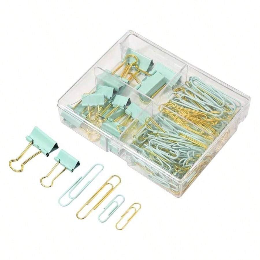 155 Pcs Paper Clips And Binder Clips Sets Small Metal Paperclips Binder ...