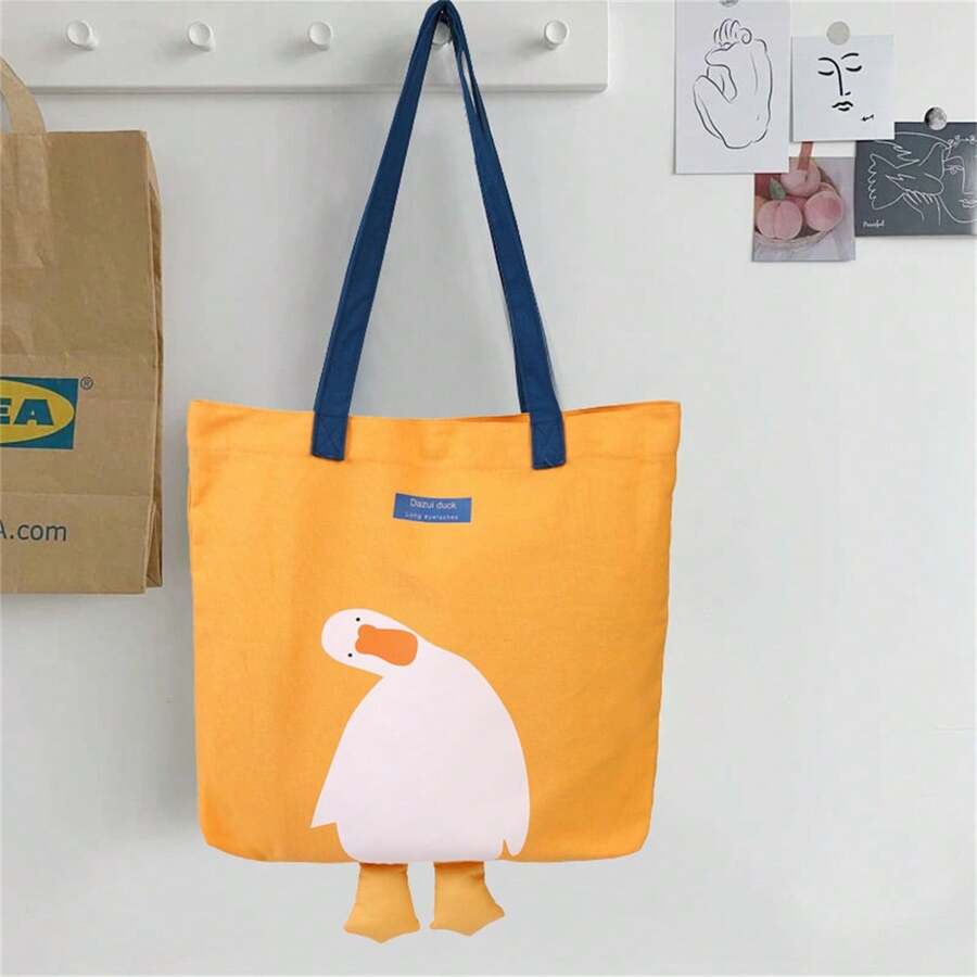 Tote Shoulder Bag For Women Large Capacity Canvas Duck Print Handbag ...