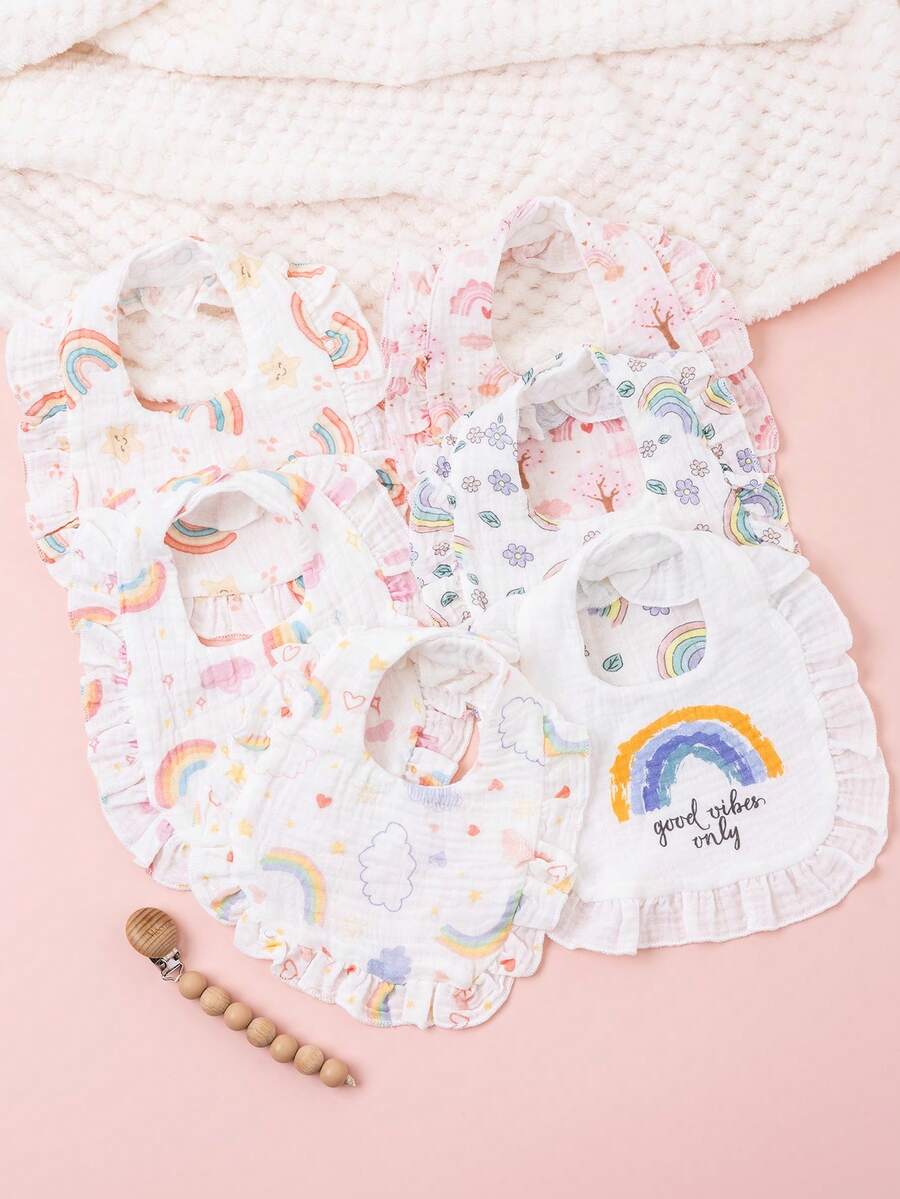 Newborn Baby Bibs, Rainbow Print Bib Set, Suitable For Boys And Girls ...
