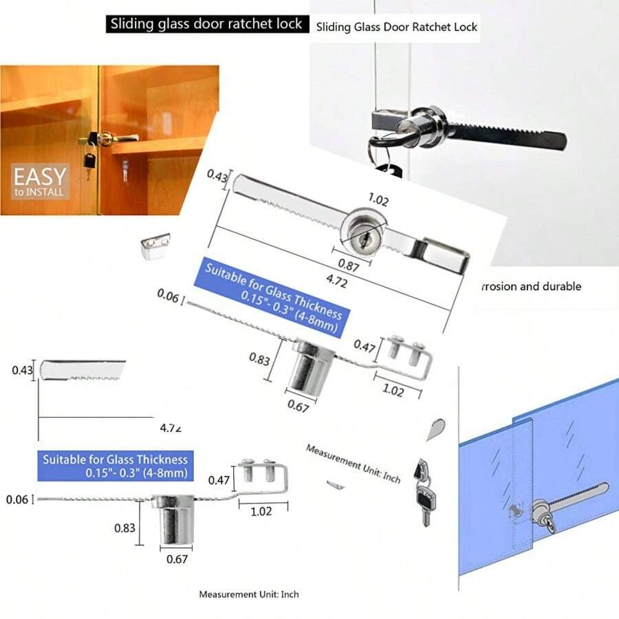 Sliding Glass Door Lock Display Case Lock Ratchet Lock With Finish ...